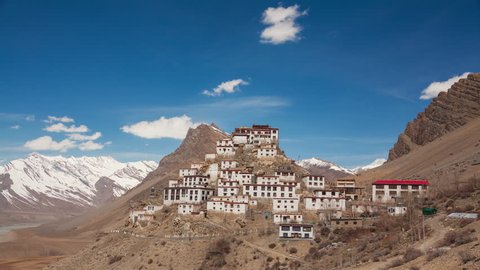 Time Lapse Key Gompa Monastery 4166 Stock Footage Video (100% Royalty ...