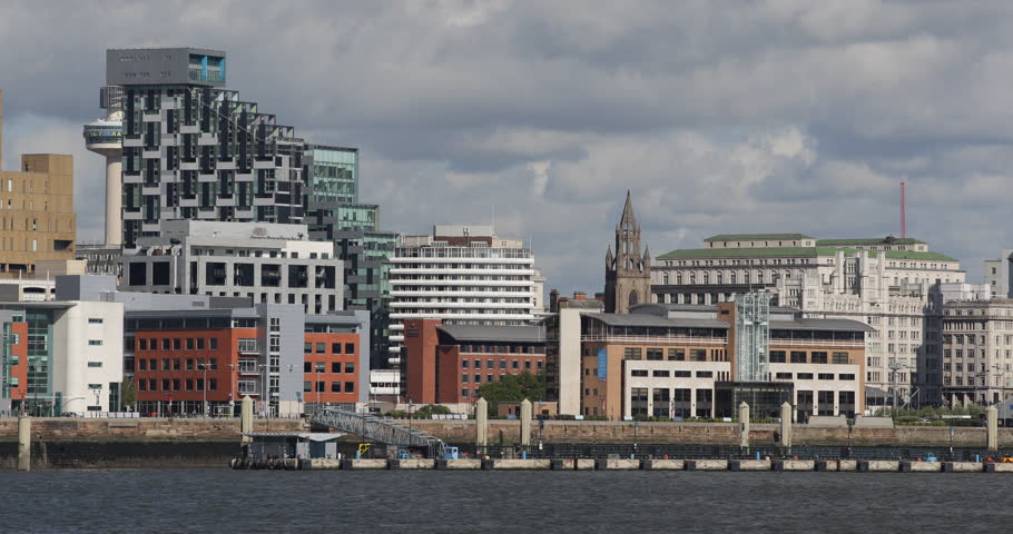 liverpool skyline landmarks modern futuristic city Stock Footage Video ...
