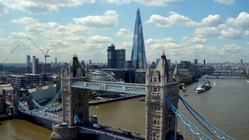 tower bridge london skyline above Stock Footage Video (100% Royalty ...