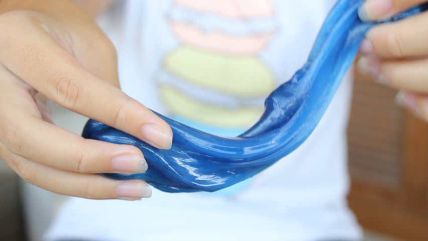 closeup hand kid playing blue slime Stock Footage Video (100% Royalty ...