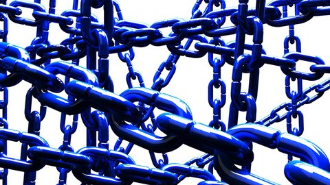 Blue Chains Abstract On White Background Stock Footage Video (100% ...