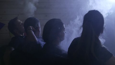 Group People Vaping Inhaling Exhaling Large Stock Footage Video (100% ...