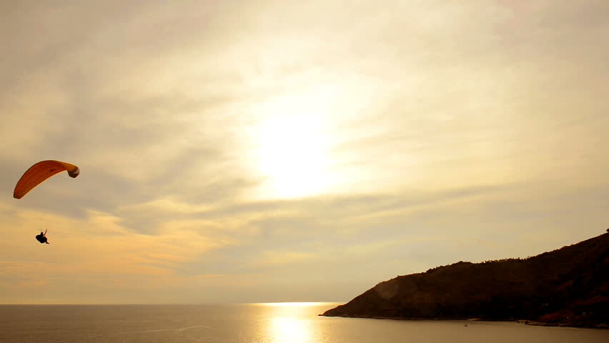 silhouette parachute on sunset background hd Stock Footage Video (100% ...