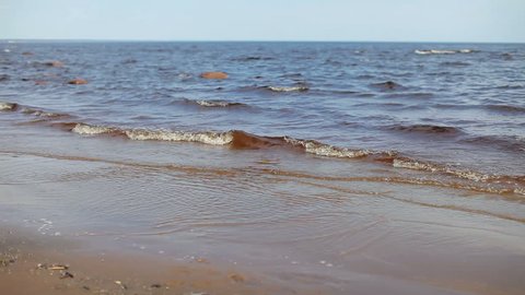 Gentle Waves Roll Golden Sands Beach Stock Footage Video (100% Royalty ...