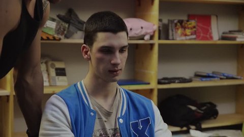 Boy Tapping On Notebook Table Stand Stock Footage Video (100% Royalty ...