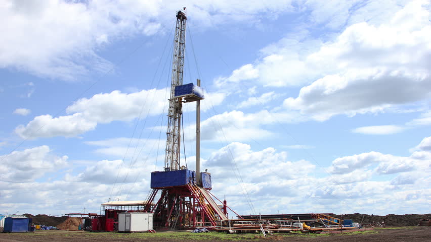 4k Timelapse Clouds Over Drilling Stock Footage Video (100% Royalty ...