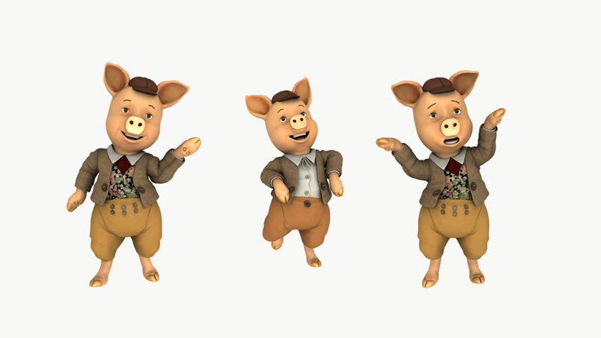 Three Pig Dance, Fairy Tale,alpha Stock Footage Video (100% Royalty ...