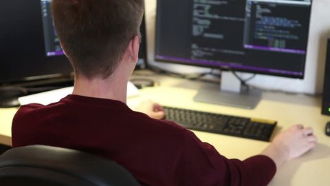 Man Programmer Typing On Keyboard Code Stock Footage Video (100% ...