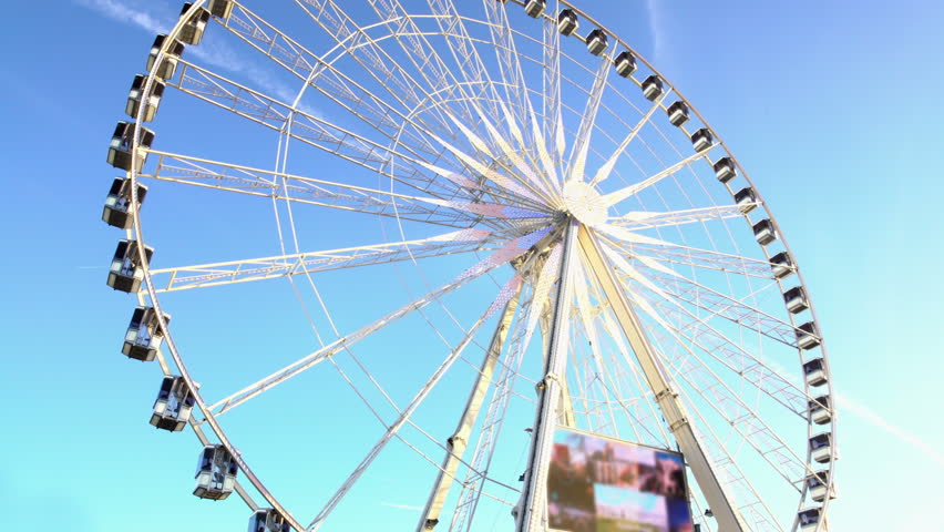Gigantic Observation Wheel Rotating Against Stock Footage Video (100% ...