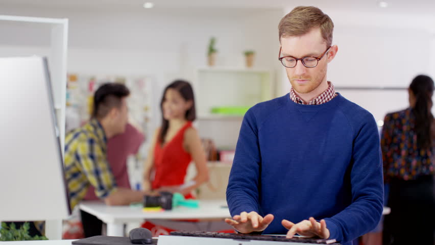 4k Portrait Smiling Professional Man Working Stock Footage Video (100% ...