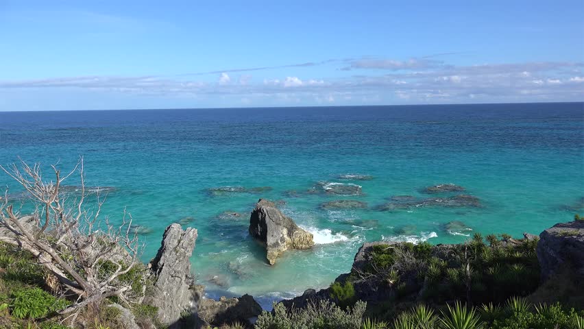Scenic Bermuda Coastline with Sea Stock Footage Video (100% Royalty ...