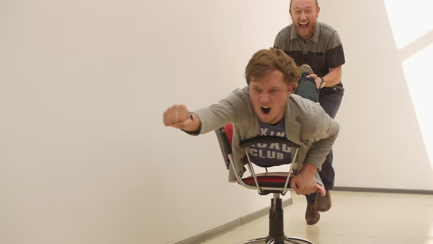 Office Chair Race. Young Guys Stock Footage Video (100% Royalty-free ...