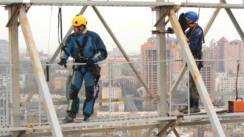 high-altitude work man special clothes helmet Stock Footage Video (100% ...