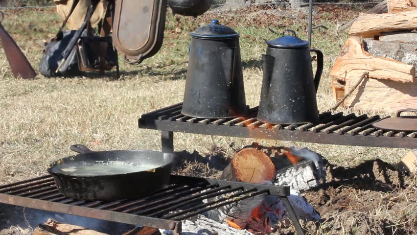 civil war era cooking setup kettles Stock Footage Video (100% Royalty ...