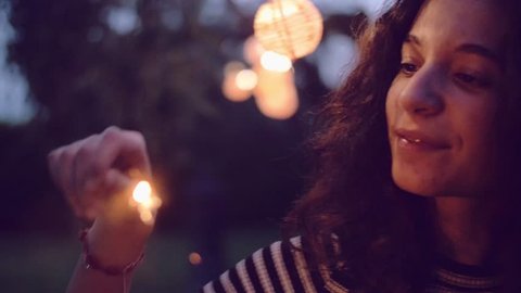 Slow Motion Shot Young Woman Lighting Stock Footage Video (100% Royalty ...