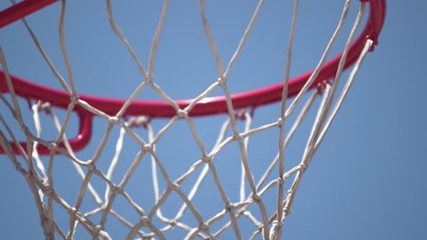 Pan Down Basketball Hoop Net Close Stock Footage Video (100% Royalty ...