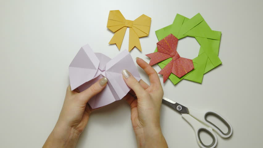 Cutting Origami Paper While Folding Stock Footage Video (100% Royalty ...
