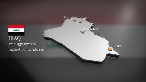 Seamless Looping 3d Animation Map Iraq Stock Footage Video (100% ...