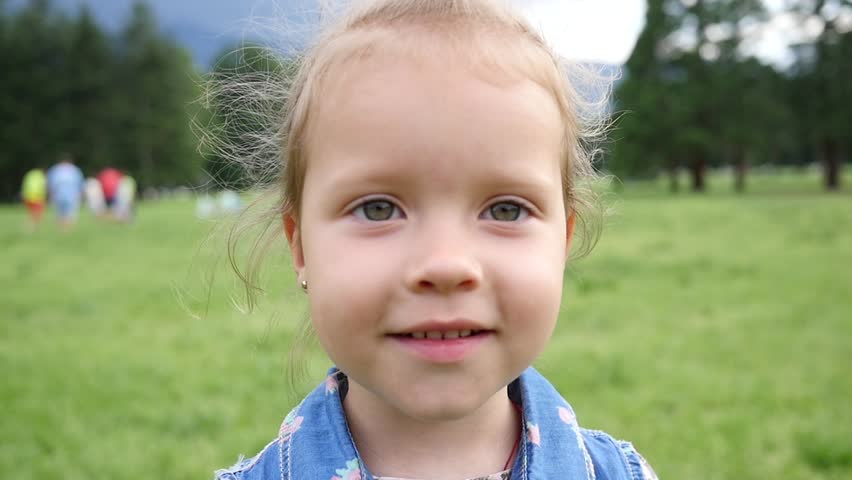 cute little girl face portrait happily Stock Footage Video (100% ...