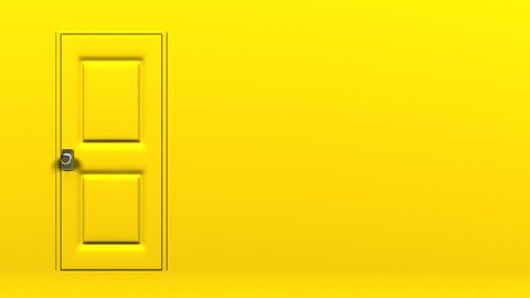 Vector Yellow Entrance Door Cartoon Style Stock Vector (Royalty Free ...