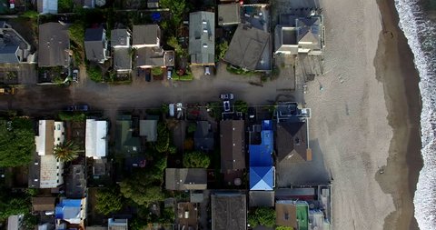Aerial Overhead Shot Beach Front Houses Stock Footage Video (100% ...