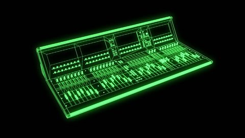 Sound Control Console Wireframe Hologram Motion Stock Footage Video ...