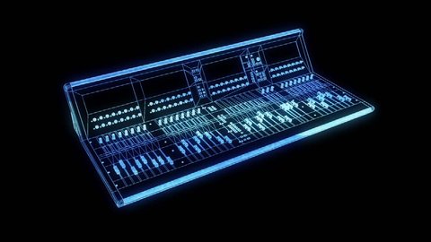 Sound Control Console Wireframe Hologram Motion Stock Footage Video ...