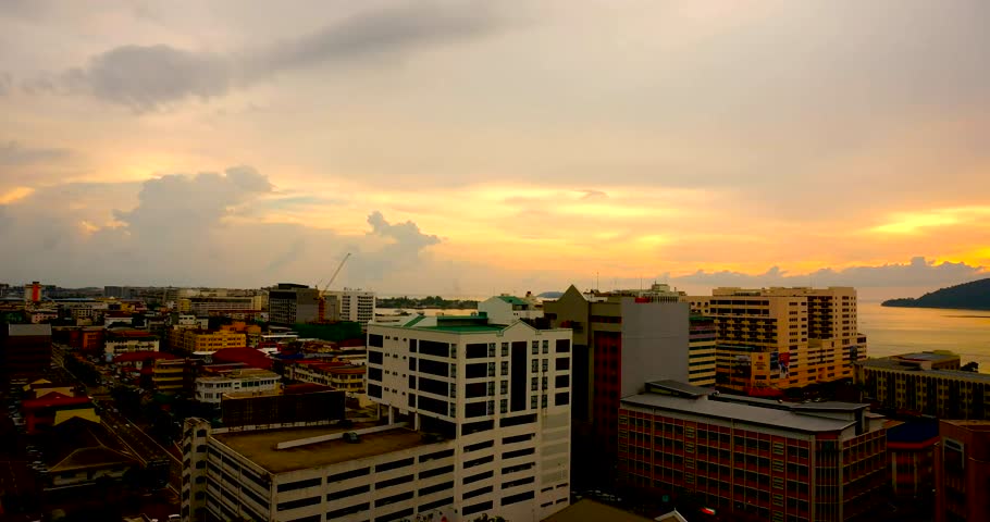 Timelapse 4k Kota Kinabalu Cityview Stock Footage Video (100% Royalty ...