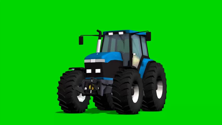 blue tractor drives on green screen Stock Footage Video (100% Royalty ...