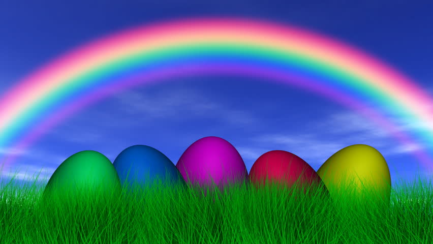 Easter Eggs Under a Rainbow Stock Footage Video (100% Royalty-free ...