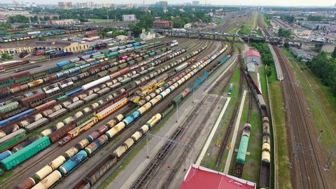 Railway Yard Railway Lines Freight Trains Stock Footage Video (100% ...