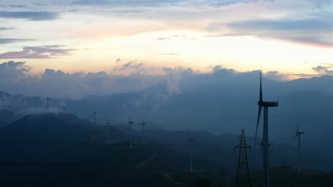 High Altitude Wind Power Evening Sunset Stock Footage Video (100% ...