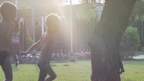 Children Boys Run Around Tree Stock Footage Video (100% Royalty-free ...