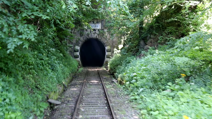 back view railroad train that entering Stock Footage Video (100% ...