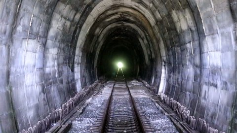 Back View Railroad Train That Entering Stock Footage Video (100% ...