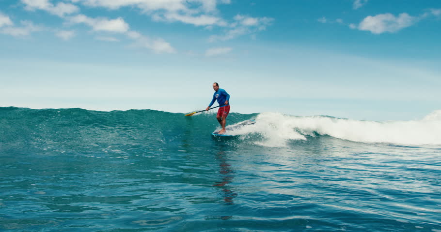 Surfer Riding Turning Spray On Blue Stock Footage Video (100% Royalty ...