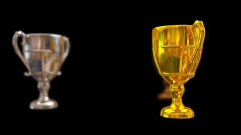 animated gold trophy spinning against transparent Stock Footage Video ...