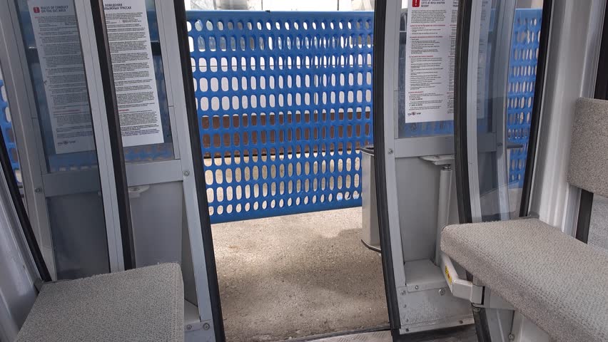 gondola lift door close view inside Stock Footage Video (100% Royalty ...