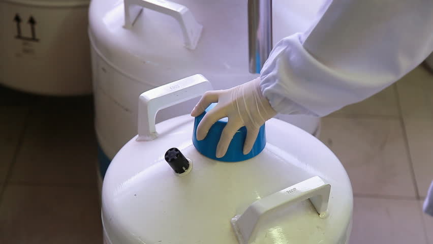 scientist open tank liquid nitrogen white Stock Footage Video (100% ...