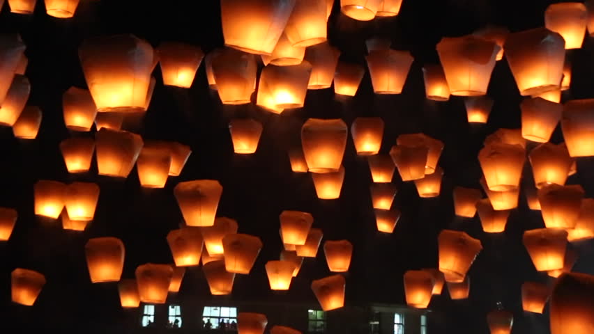 floating lantern taiwan sky lanterns festival Stock Footage Video (100% ...