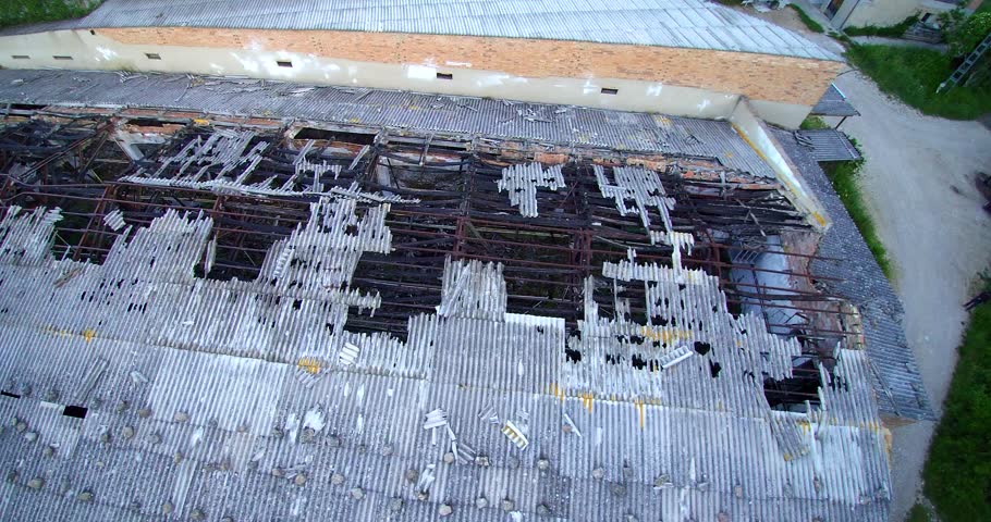 Aerial: Asbestos, Abandoned and Burned Stock Footage Video (100% ...