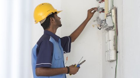 Indian Electrical Engineer Doing Works Construction Stock Footage Video ...