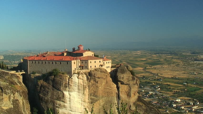 monastery overlooking northern greek valley Stock Footage Video (100% ...