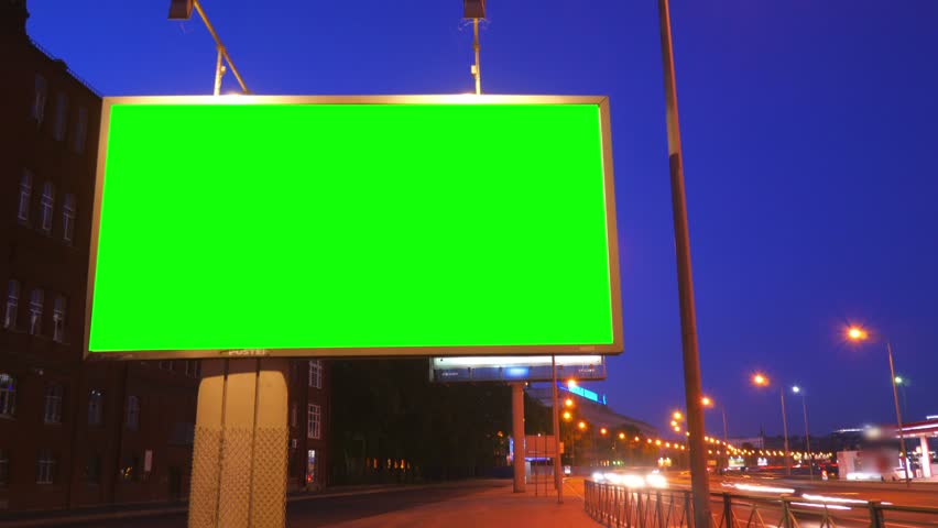 modern billboard green screen on busy Stock Footage Video (100% Royalty ...