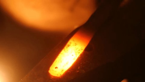 Blacksmith Hitting Hot Metal Massive Hammer Stock Footage Video (100% ...