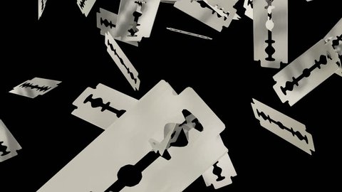 Animated Rain Plain Razor Blades Against Stock Footage Video (100% ...