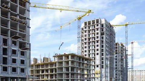 Building Half Construction Finished Building Facade Stock Illustration ...