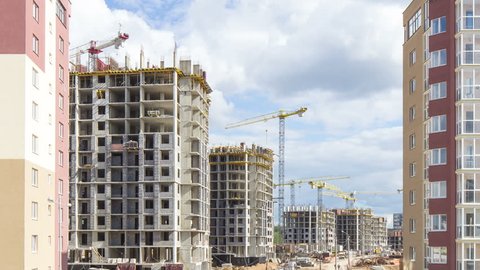 Building Half Construction Finished Building Facade Stock Illustration ...