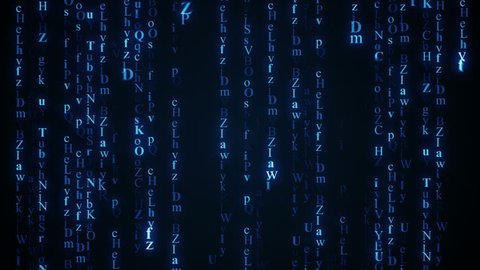 Blue Alphabet Matrix Rain Seamless Loop Stock Footage Video (100% ...