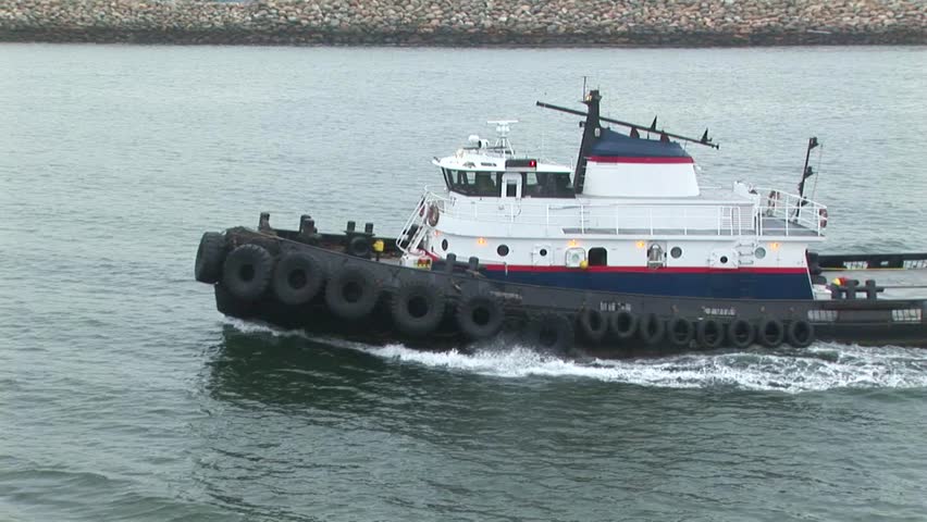 Harbor Tugboat Roaming the Waters Stock Footage Video (100% Royalty ...
